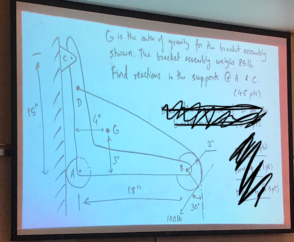 Solved G is the center of gravity for the bracket assembly | Chegg.com