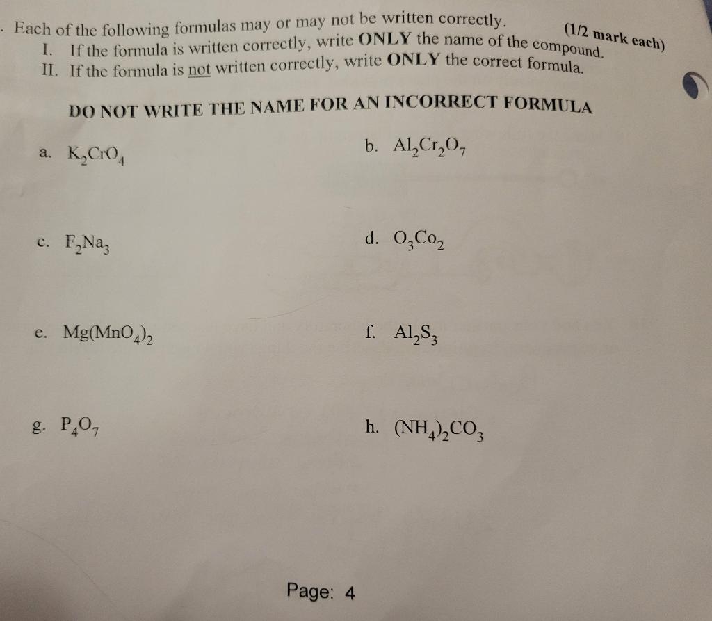 Solved Each of the following formulas may or may not be | Chegg.com