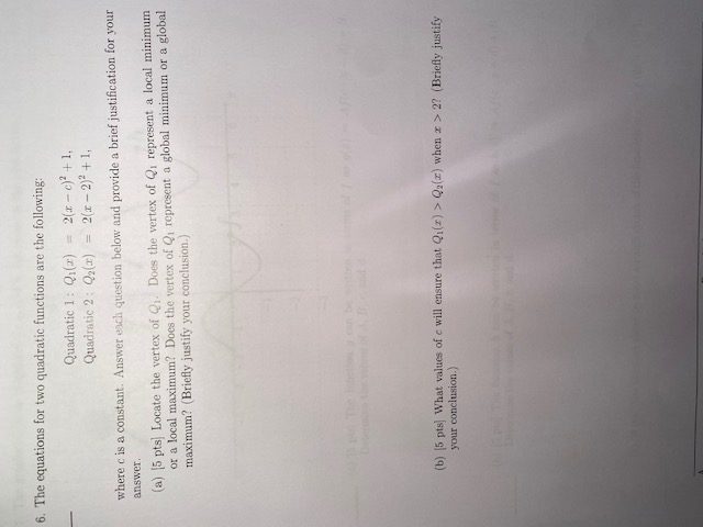 Solved 6. The equations for two quadratic functions are the | Chegg.com