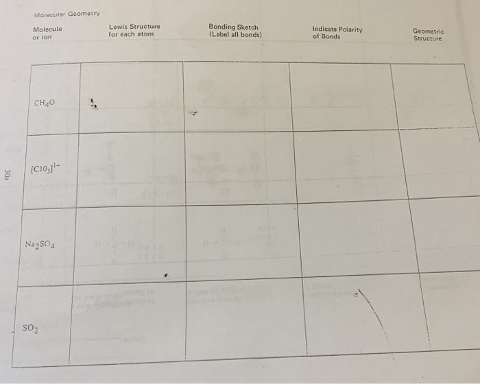 Solved molecular geometryplease help me fill out the chart. | Chegg.com