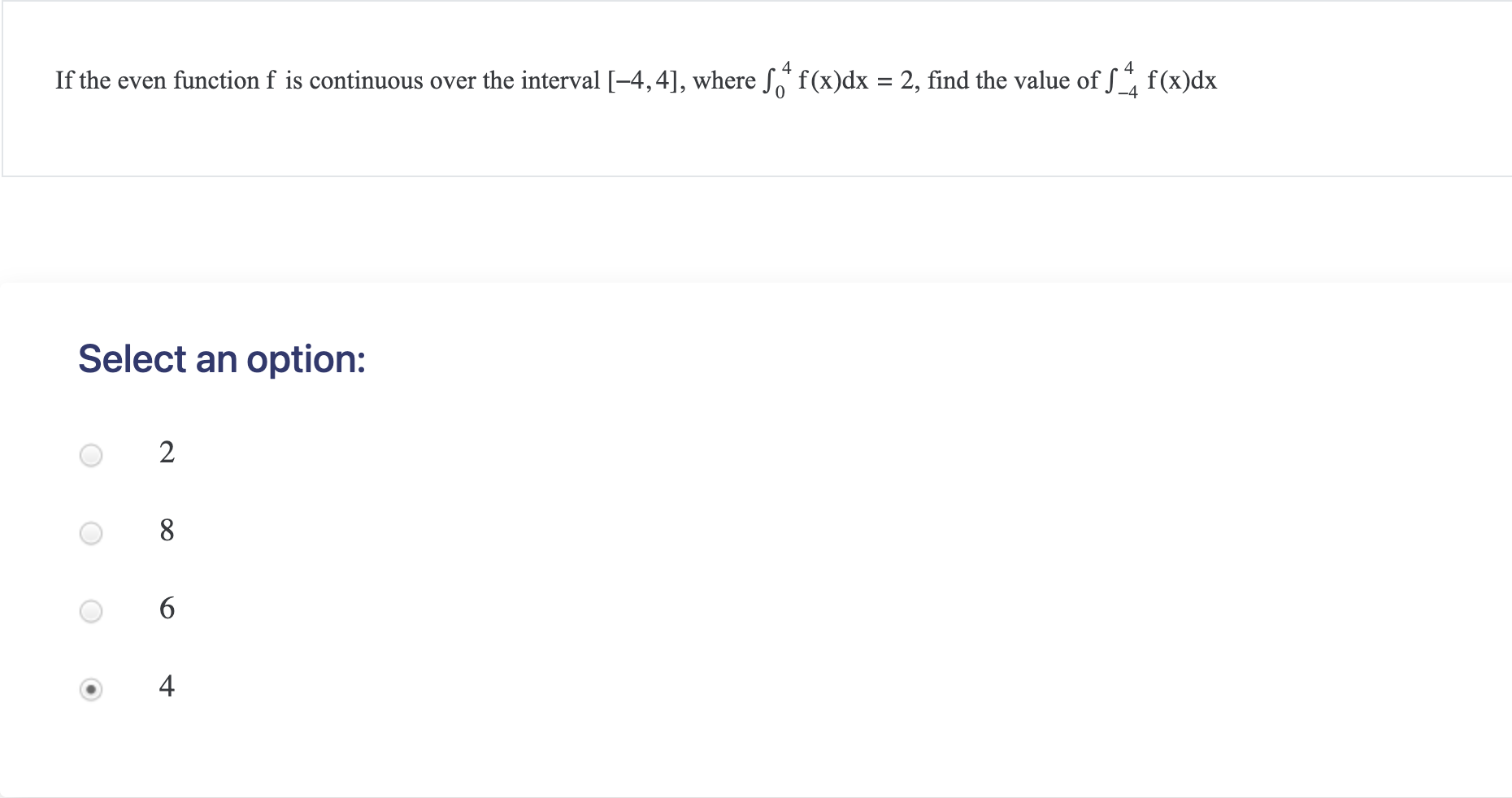 Solved If the even function f is continuous over the | Chegg.com