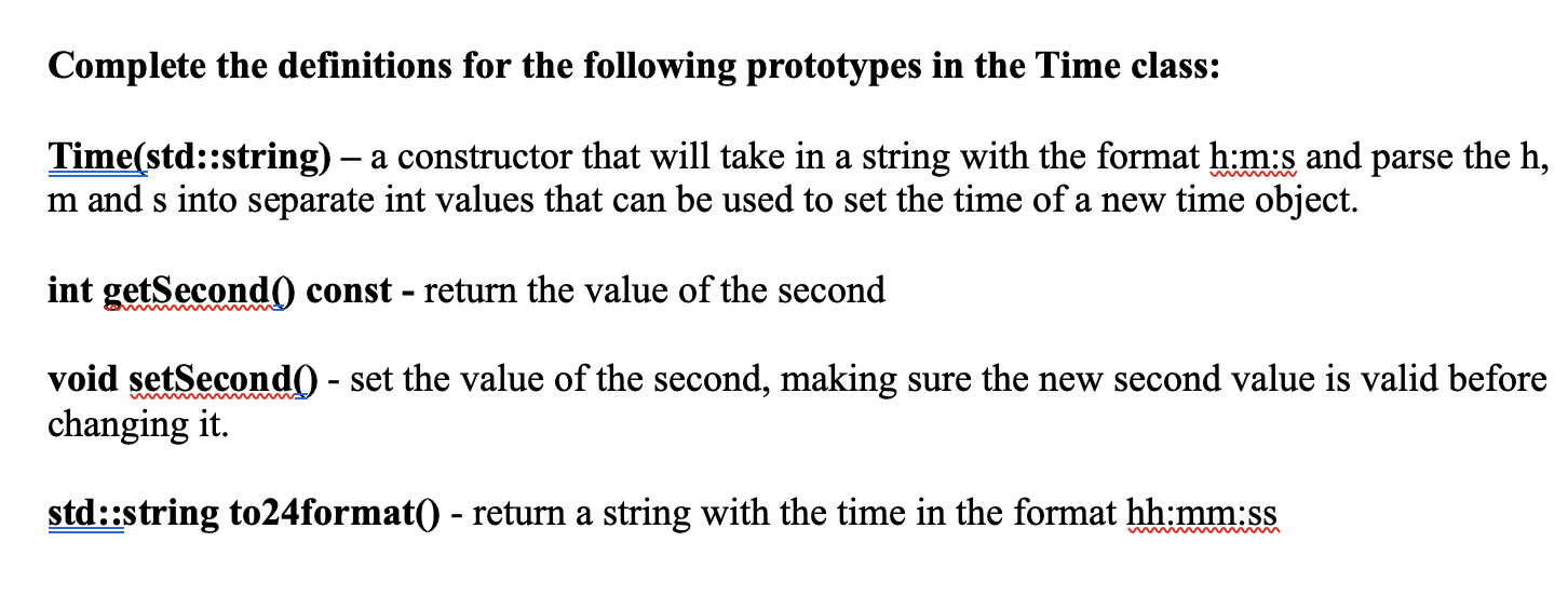 Complete the definitions for the following prototypes | Chegg.com