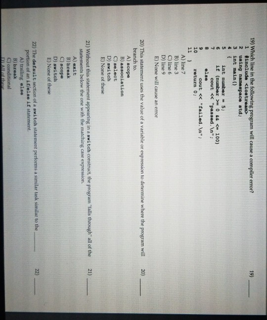 Solved 19) 19) Which line in the following program will | Chegg.com
