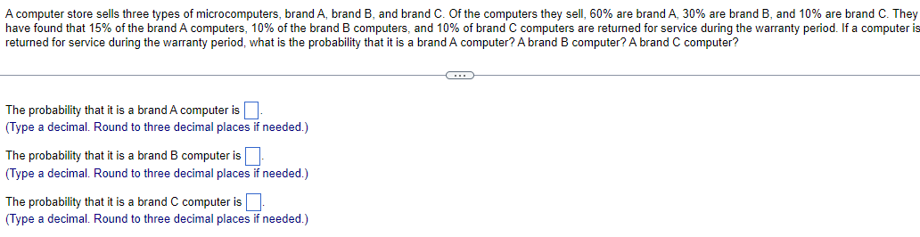 Solved A computer store sells three types of microcomputers, | Chegg.com