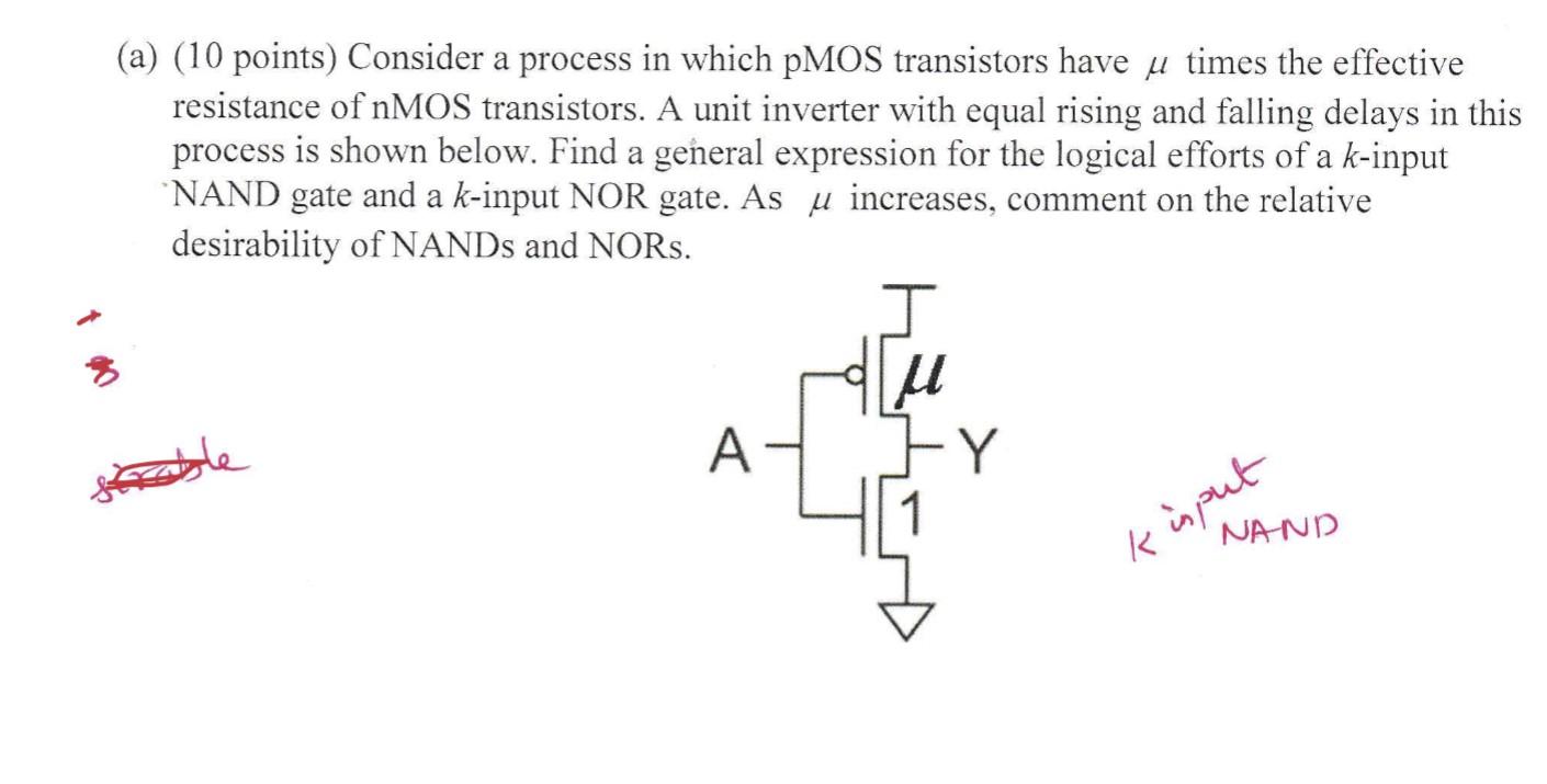 Solved (a) ( 10 points) Consider a process in which pMOS | Chegg.com