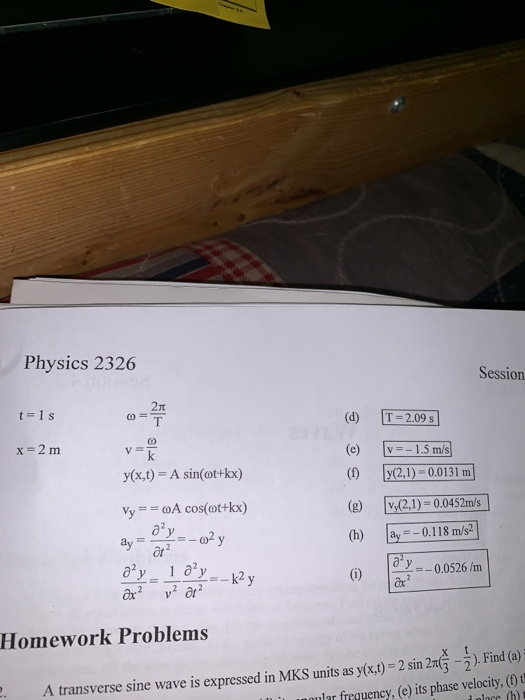 Solved Physics 2326 Session 4.2 Waves Background 1. | Chegg.com