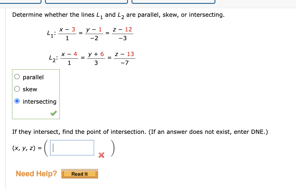 Solved Determine whether the lines L1 and L2 are parallel, | Chegg.com