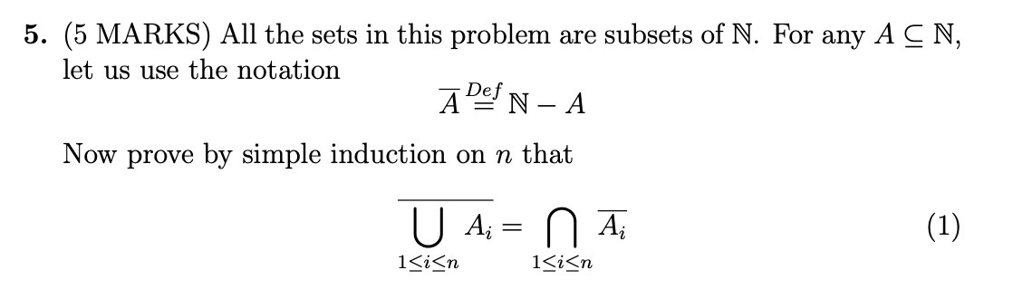 Solved 5. (5 MARKS) All the sets in this problem are subsets | Chegg.com