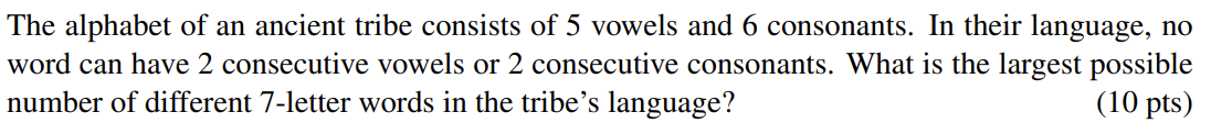 Solved The alphabet of an ancient tribe consists of 5 vowels | Chegg.com