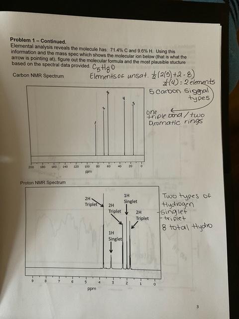 Solved Problem 1 Elemental analysis reveals the molecule | Chegg.com