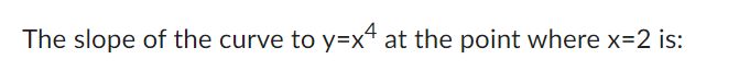 Solved The slope of the curve to y=x4 at the point where x=2 | Chegg.com