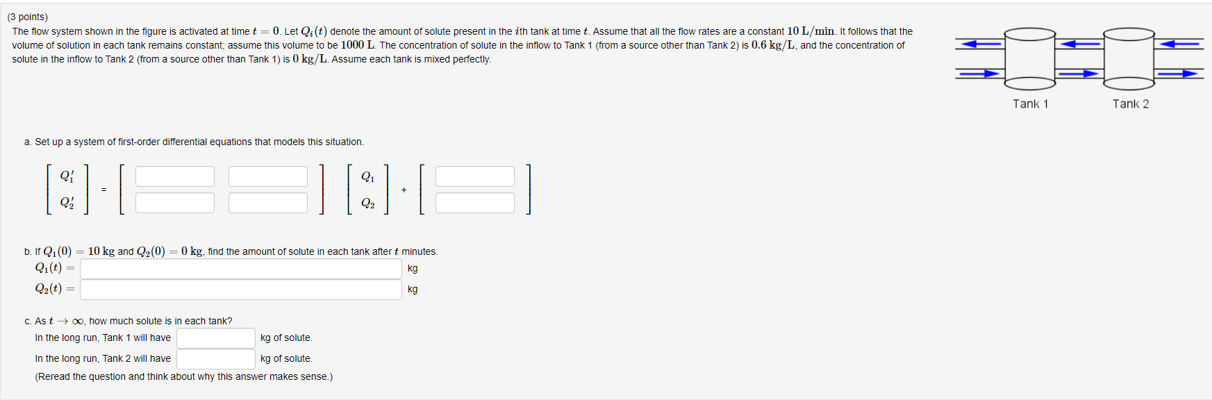 Solved (3 points) The flow system shown in the figure is | Chegg.com