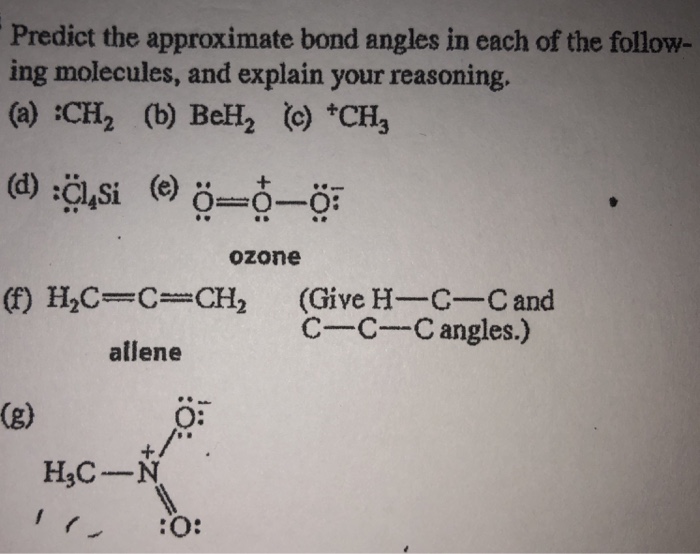 Solved Predict the approximate bond angles in each of the | Chegg.com