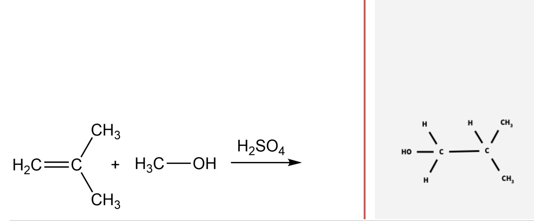 Solved H H CH, CH3 H2SO4 4. H0 H2C=C + H3C-OH CH, CH3 | Chegg.com