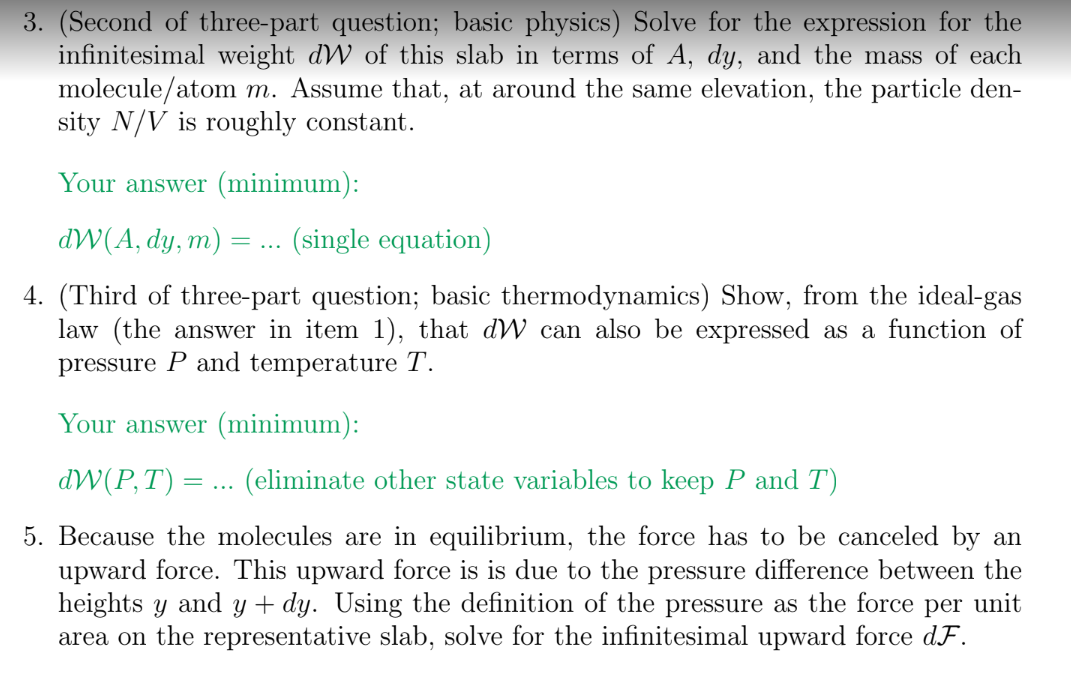Solved B. Pressure in an Idealized Atmosphere. The | Chegg.com