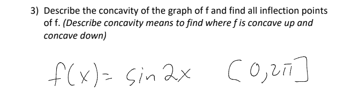 Solved 3) Describe the concavity of the graph off and find | Chegg.com