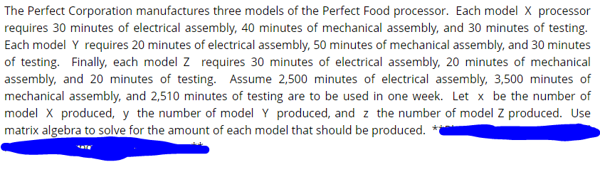 [Solved]: The Perfect Corporation manufactures three models