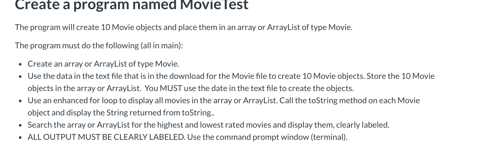 Solved Programming in java not necessay to put all the array | Chegg.com