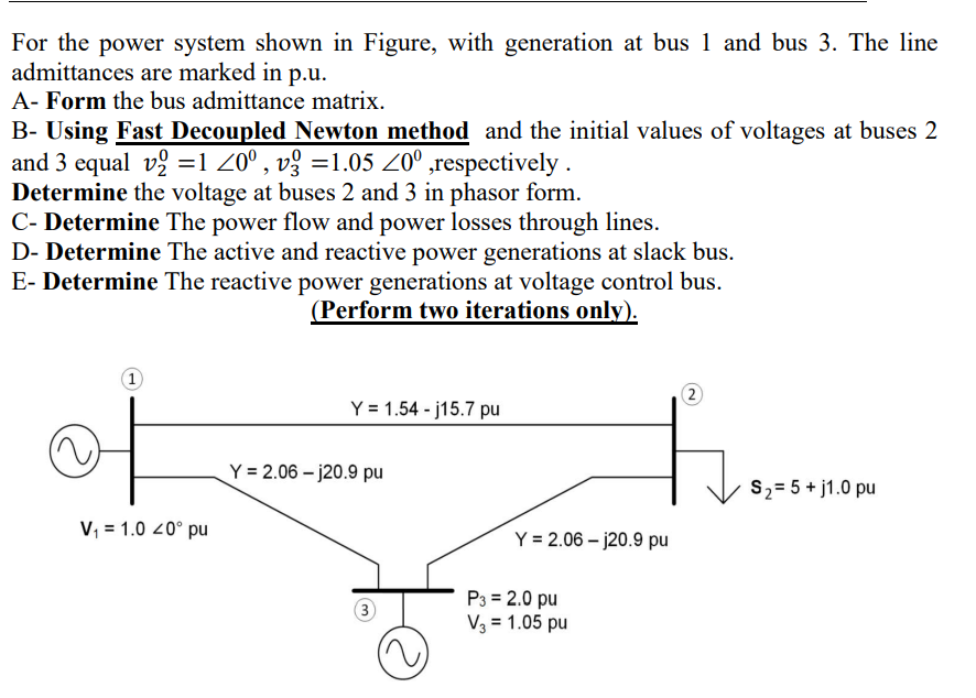 Solved For the power system shown in Figure, with generation | Chegg.com