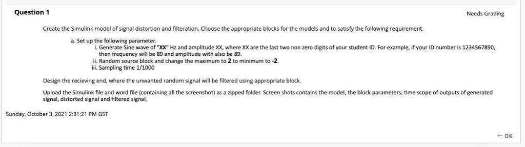 Solved Create the Simulink model of signal distortion and | Chegg.com