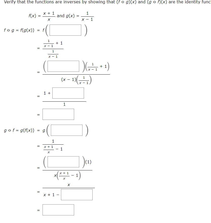 Solved Verify that the functions are inverses by showing | Chegg.com