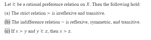 Solved Let be a rational preference relation on X. Then the | Chegg.com