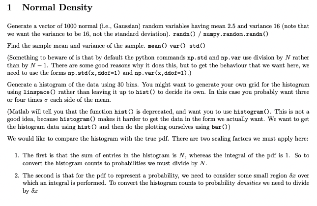 Generate a vector of 1000 normal (i.e., Gaussian) | Chegg.com