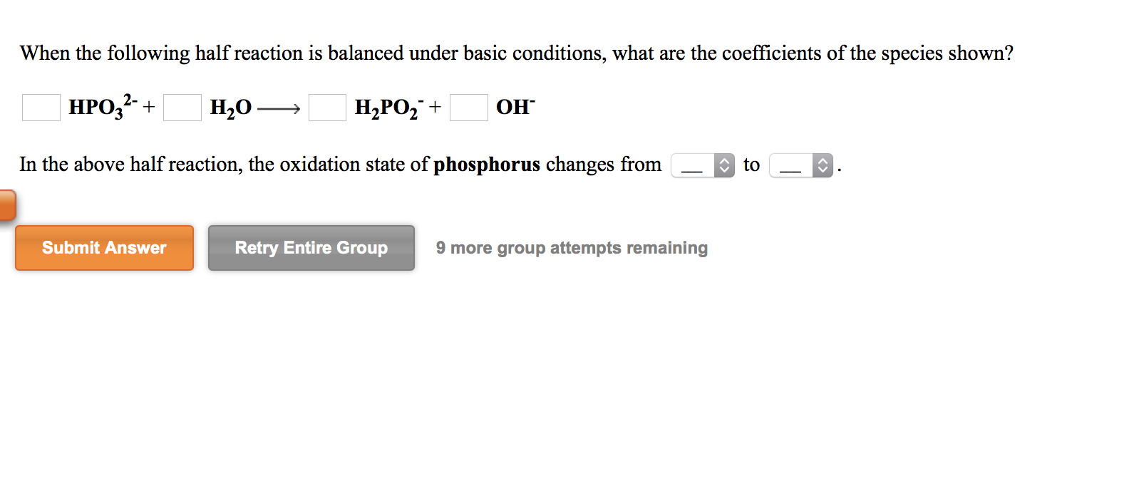 Solved When the following half reaction is balanced under | Chegg.com