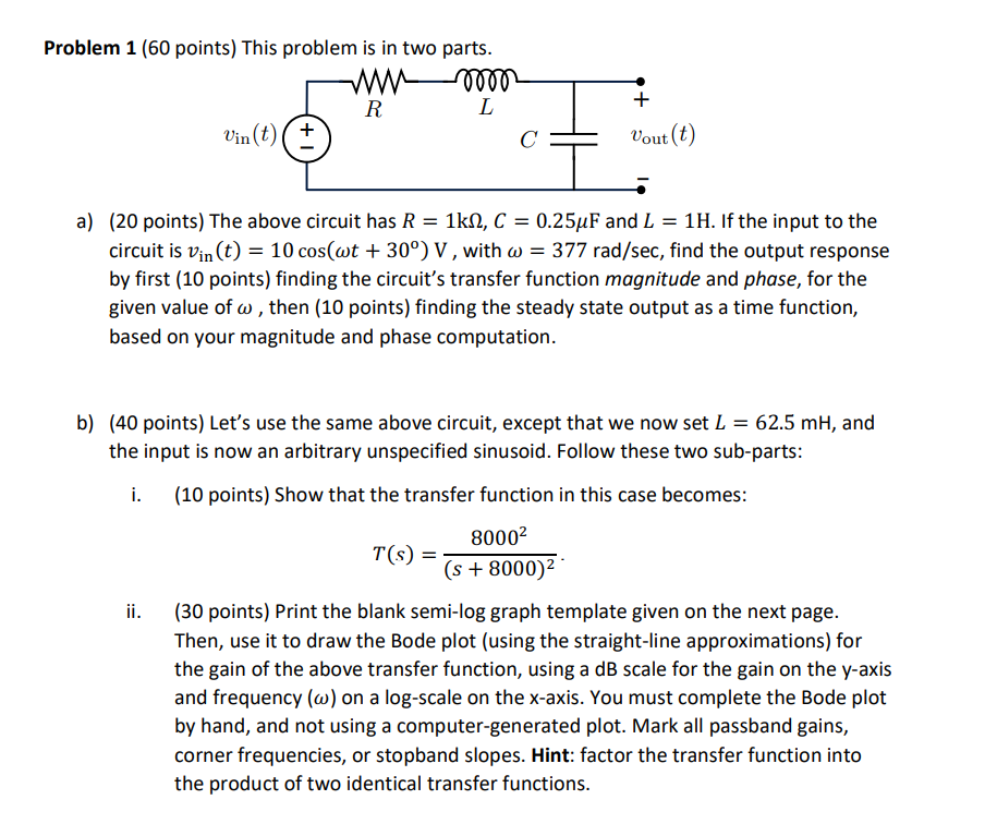 Solved Problem 1 ( 60 points) This problem is in two parts. | Chegg.com Solved Problem 1 ( 60 points) This problem is in two parts. | Chegg.com