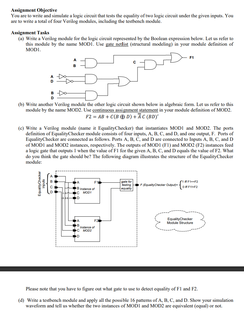 Solved Assignment Objective You are to write and simulate a | Chegg.com