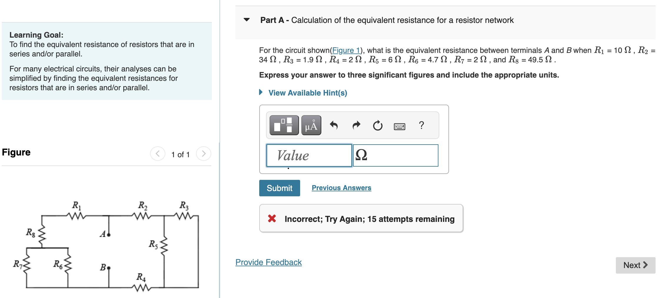 Solved Part A - Calculation of the equivalent resistance for | Chegg.com