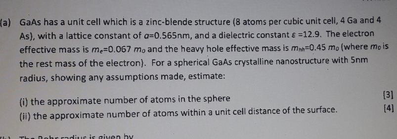 GaAs has a unit cell which is a zinc-blende structure | Chegg.com