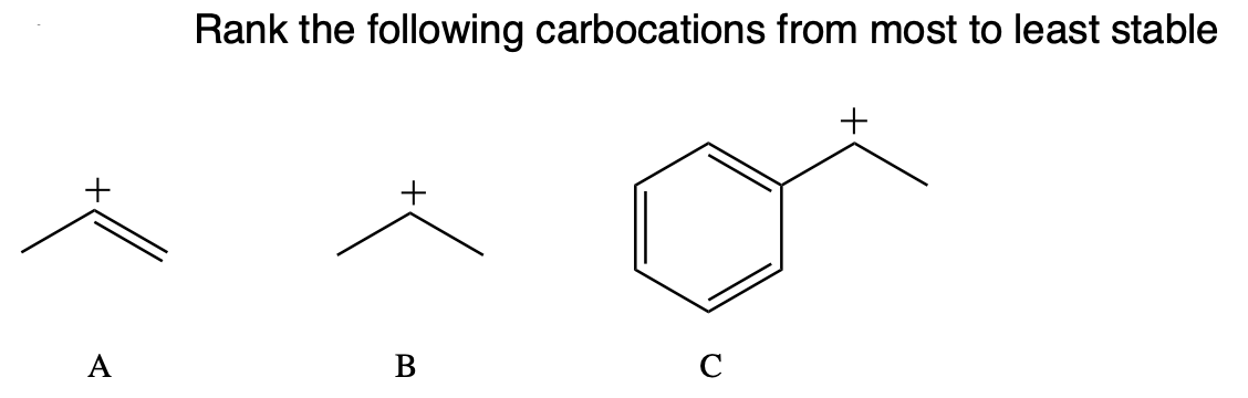 Solved Rank the following carbocations from most to least | Chegg.com