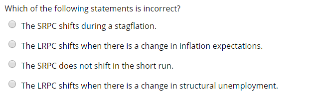 Solved Incorrect Answer: The LRPC shifts when there is a | Chegg.com