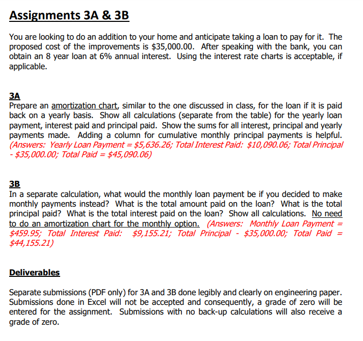 Solved Assignments 3A & 3B You are looking to do an addition | Chegg.com