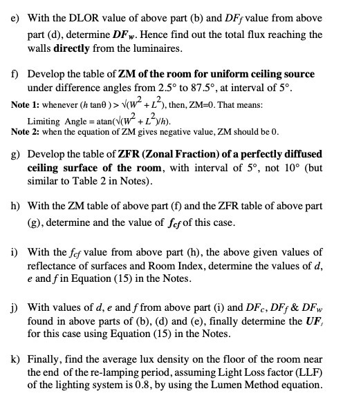 e) With the DLOR value of above part (b) and DFf | Chegg.com