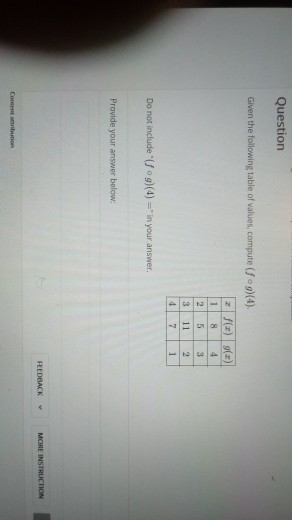 Solved Question Given the following table of values, compute | Chegg.com