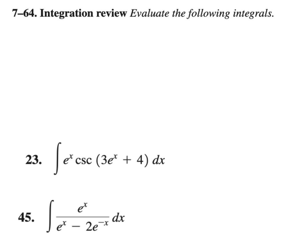 Solved 7–64. Integration review Evaluate the following | Chegg.com