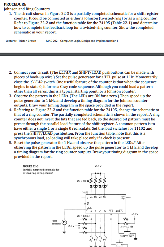 PROCEDURE Johnson and Ring Counters 1. The circuit | Chegg.com