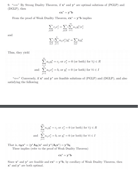9. "By Strong Duality Theorem, if x* and y" are | Chegg.com