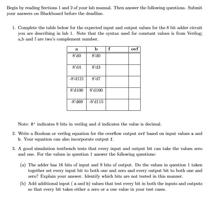 Solved Begin by reading Sections 1 and 2 of your lab manual. | Chegg.com