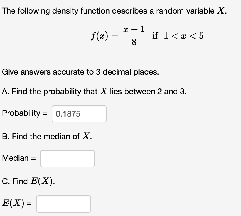 Solved The following density function describes a random | Chegg.com