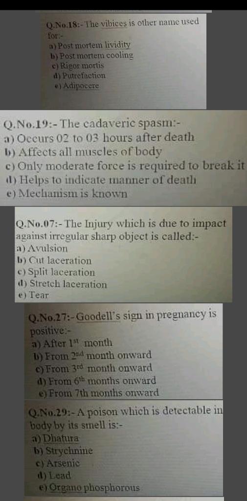 Solved Q.No.18:-The vibices is other name used for- a) Post | Chegg.com