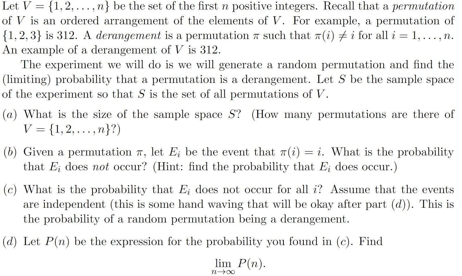 Solved a Let V = {1, 2,...,n} be the set of the first n | Chegg.com