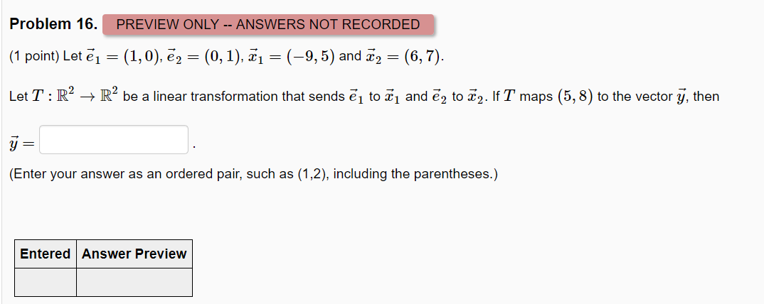 Solved (1 point) Let e⃗ 1=(1,0)e→1=(1,0), e⃗ | Chegg.com Solved (1 point) Let e⃗ 1=(1,0)e→1=(1,0), e⃗ | Chegg.com