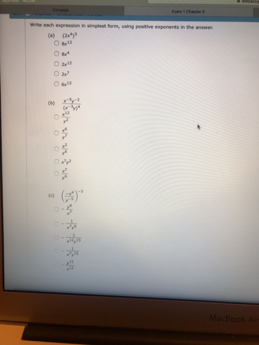 Solved Exam 1 Chapter 6 Write each expression In simplest | Chegg.com