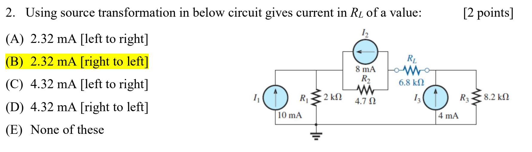 Solved 2 Using Source Transformation In Below Circuit Gives 
