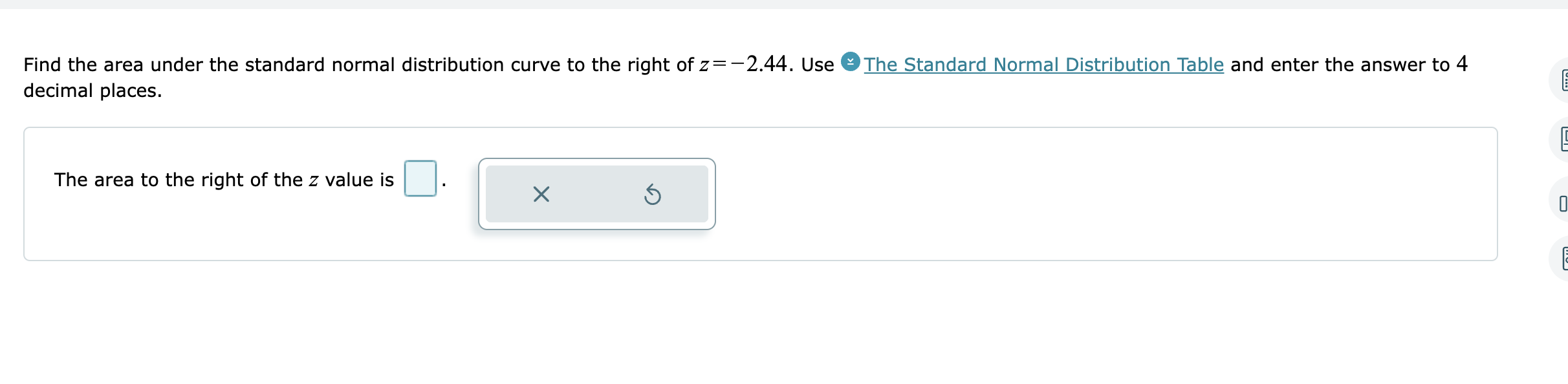 Solved Find the area under the standard normal distribution | Chegg.com