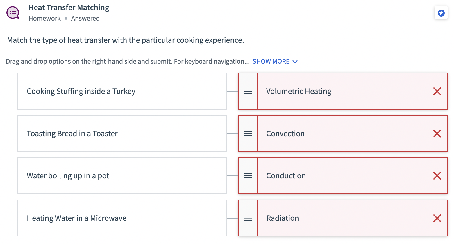 Solved Heat Transfer Matching Homework. Answered Match the | Chegg.com