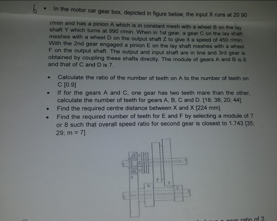 Solved 6. In the motor car gear box, depicted in figure | Chegg.com
